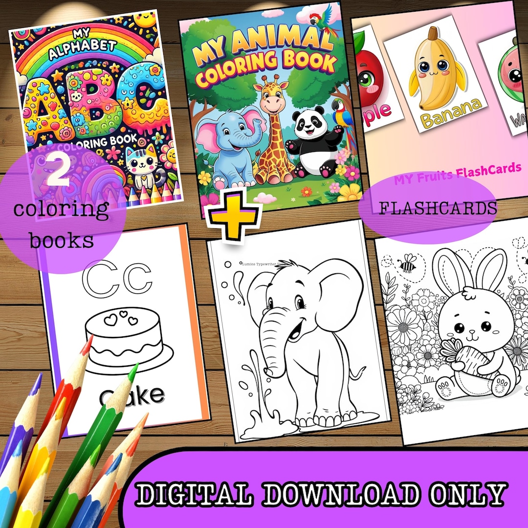 Ultimate Kids Learning Bundle - Animal + Alphabet Coloring Books ...