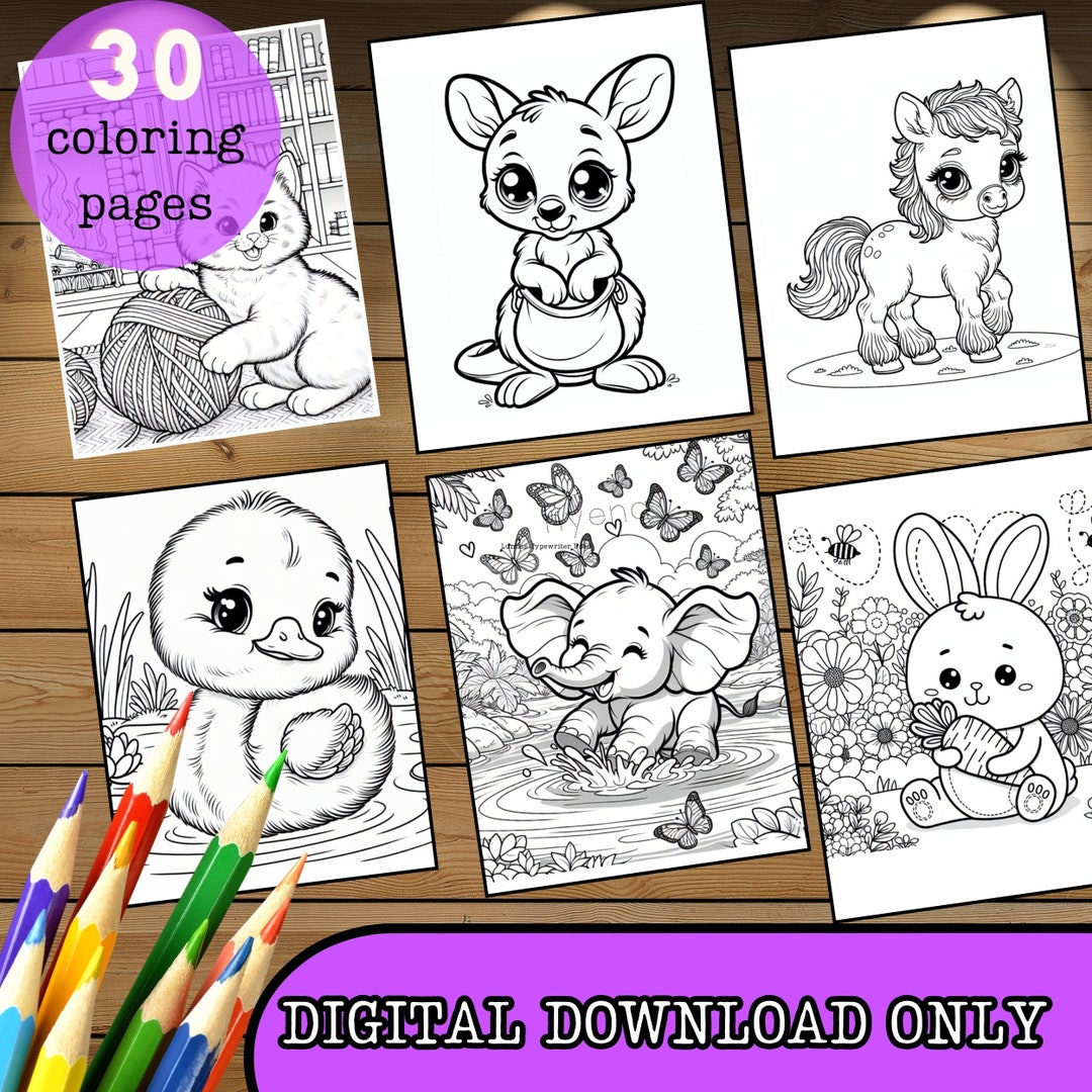 30 Easy Animal Coloring Pages for Kids, Toddlers Coloring Book ...