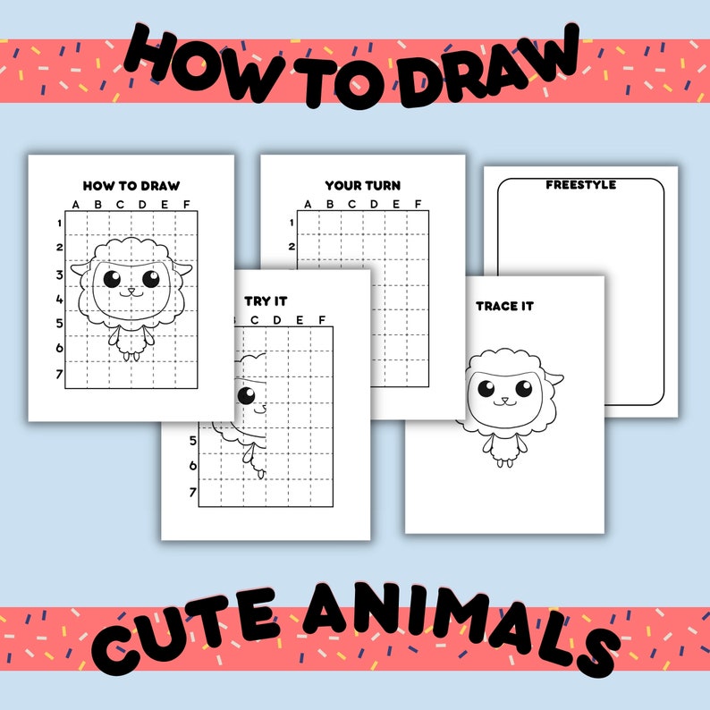 HOW TO DRAW Cute Animals for Kids, Kids Printable Worksheets, Classroom ...