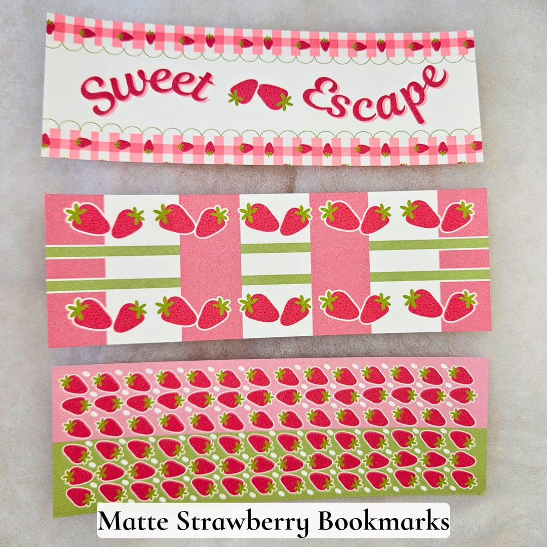 Strawberry Bookmarks Set Sweet Escape Perfect Reader Gift Bookish, Book ...