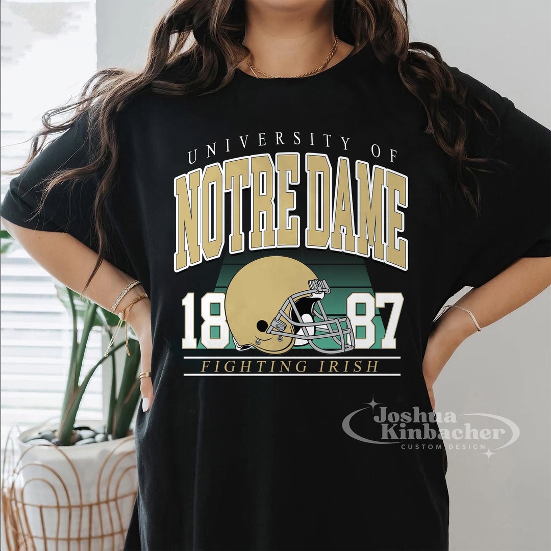 Retro Notre Dame Football Shirt, Vintage Style Notre Dame Football ...