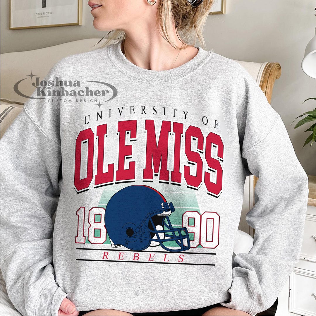 Retro Ole Miss Football Shirt, Vintage Style Ole Miss Football Crewneck ...