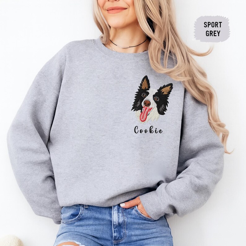Custom Dog Face Embroidered Sweatshirt, Personalized Dog Photo Hoodie ...