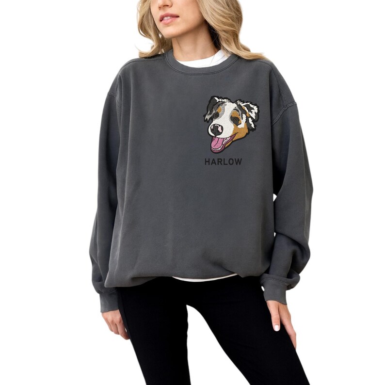 Custom Dog Face Embroidered Sweatshirt, Personalized Dog Photo Hoodie ...