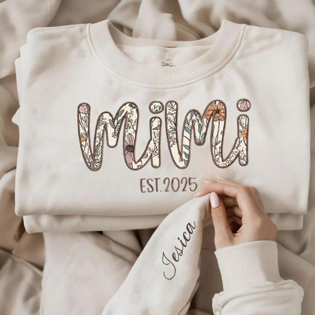 Mimi Sweatshirt Embroidered, Mimi Floral Applique Sweatshirt, Mimi ...