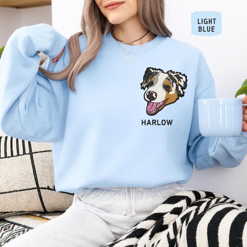 Custom Dog Face Embroidered Sweatshirt, Personalized Dog Photo Hoodie ...
