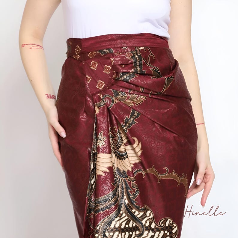 Red Batik Wrap Skirt – Handmade Boho Maxi Skirt, Adjustable Ethnic ...