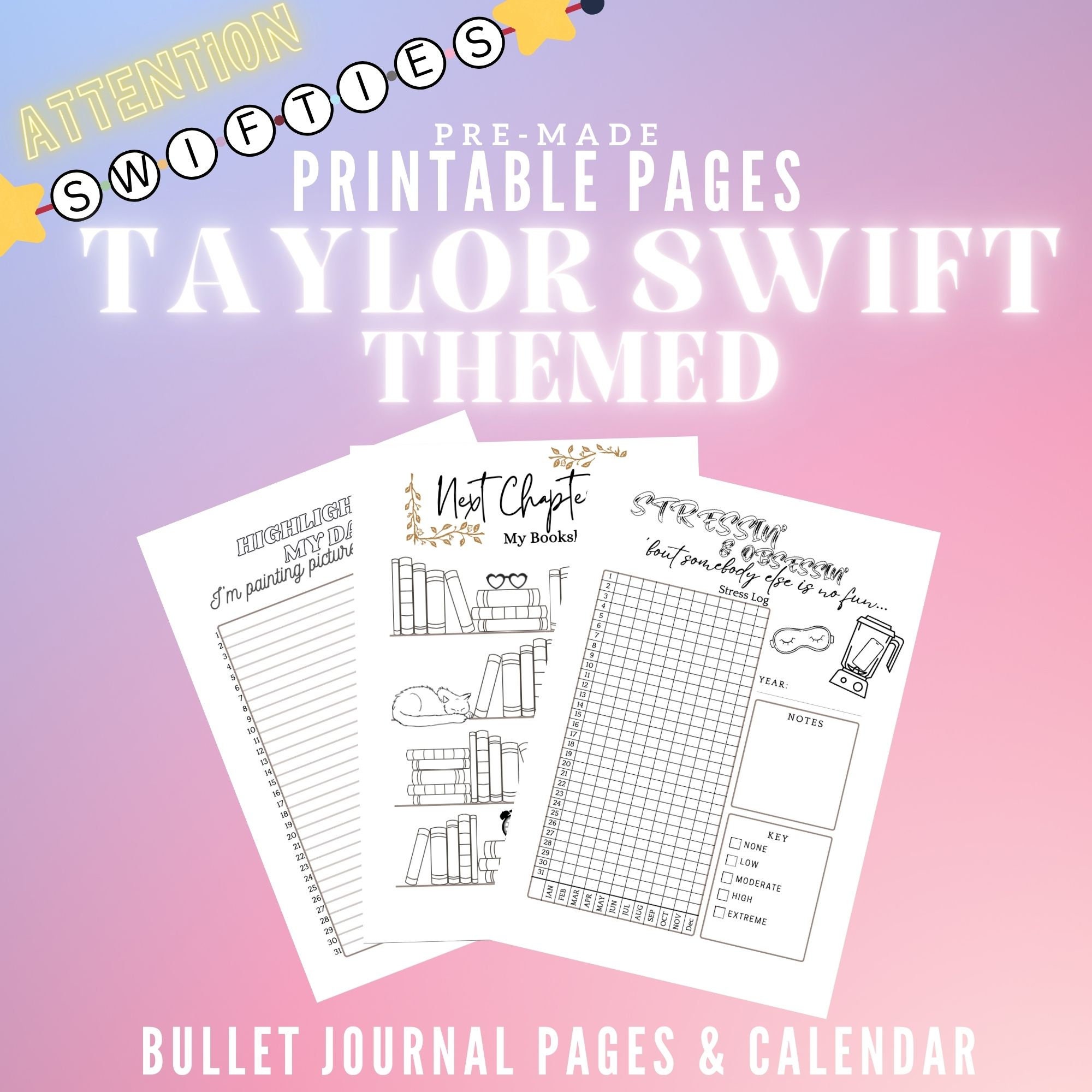 Printable Taylor Swift Bullet Journal & 2024 Calendar - Etsy