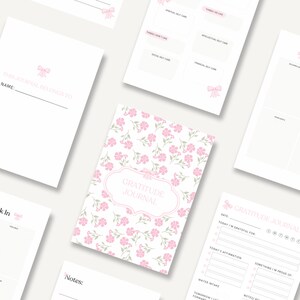 Gratitude, Self Care Inspired Pink Flowers and Bows Journal Prompts ...