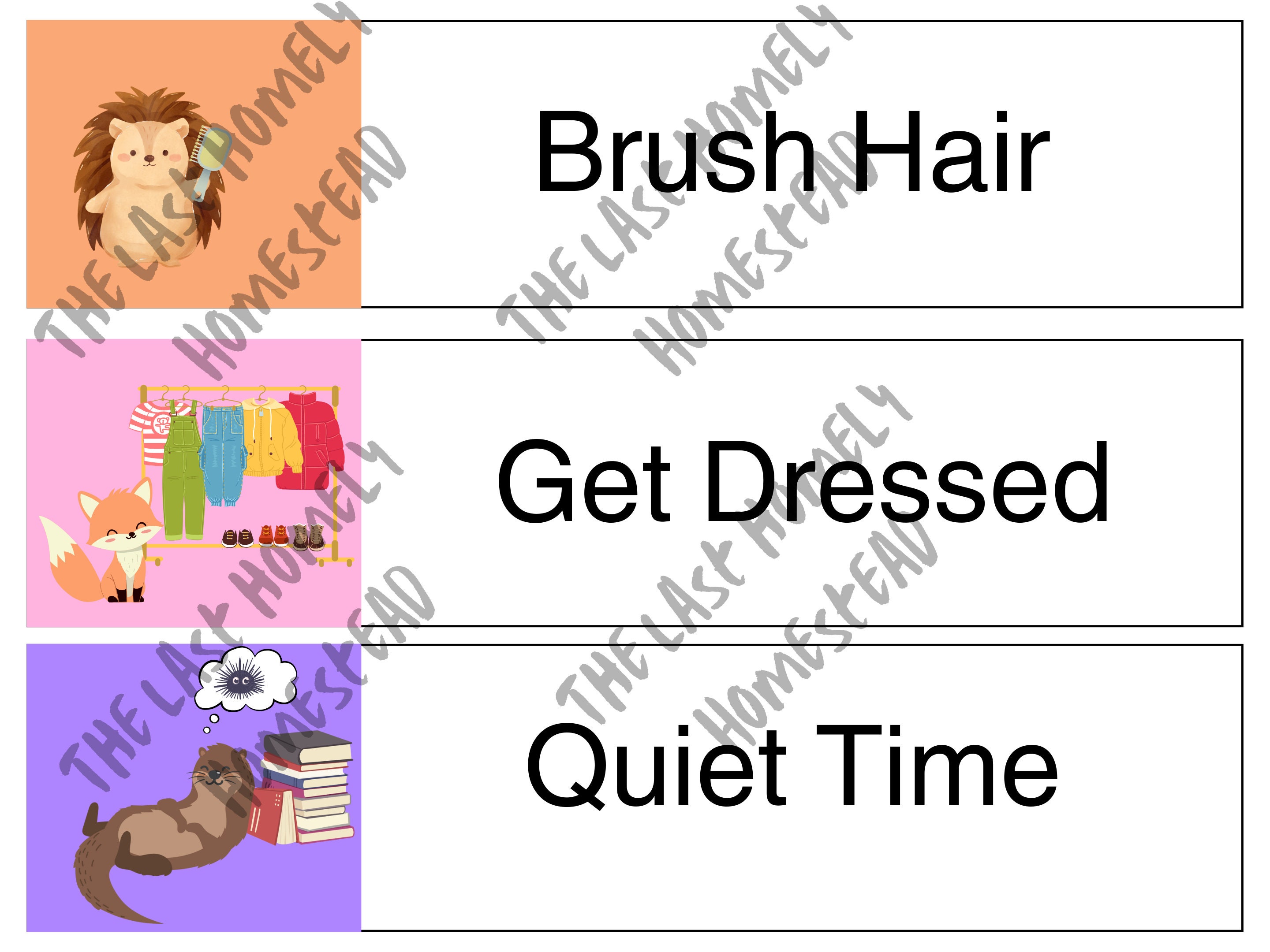 Toddler & Preschool Daily Routine Printable Cards: Calm Animals - Etsy