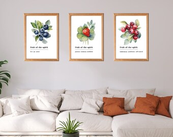 Fruit of the Spirit Set of 9 Wall Art Posters | Bible Verse | Digital ...
