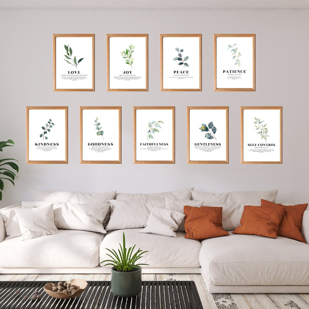 Fruit of the Spirit Set of 9 Wall Art Posters | Bible Verse | Digital ...
