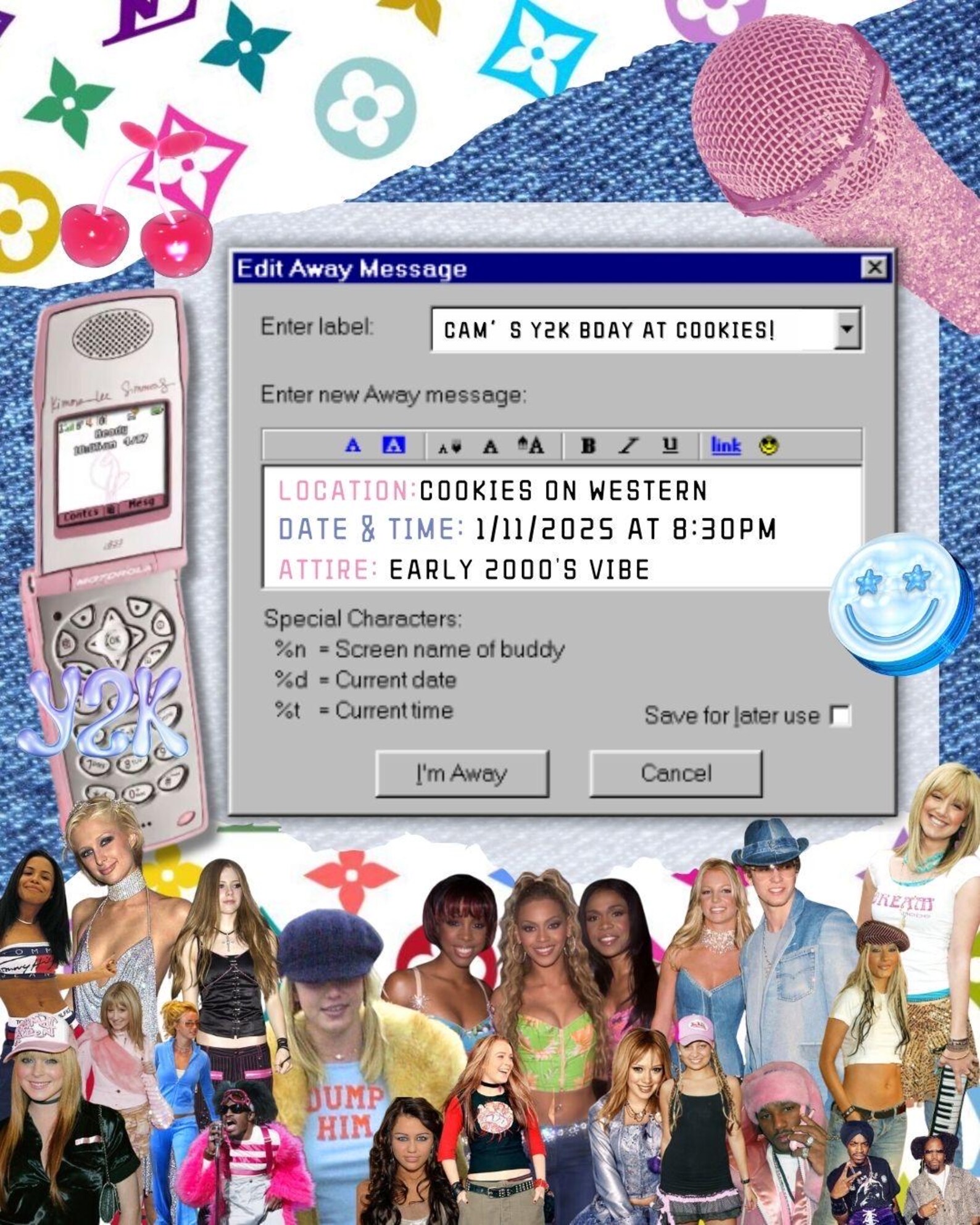 Y2K Birthday Party Invitation: Early 2000s Theme (editable Canva ...