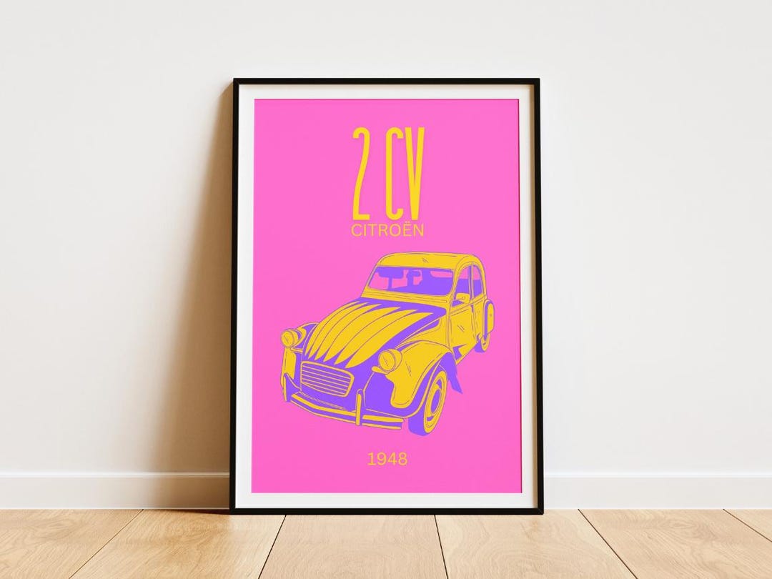 Citroen 2CV Paris France Pop Art Print, Classic Car Vehicle Auto ...