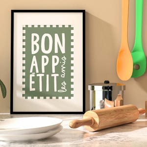 Bon Appétit Kitchen Print – French Bistro Wall Art, Parisian Typography ...