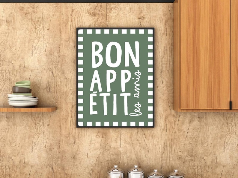 Bon Appétit Kitchen Print – French Bistro Wall Art, Parisian Typography ...