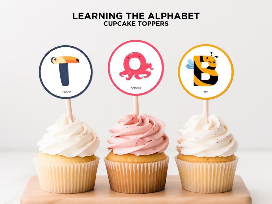 Alphabet Printable Cupcake Toppers, 2.5 Inch Kid Party, Kid Learning ...