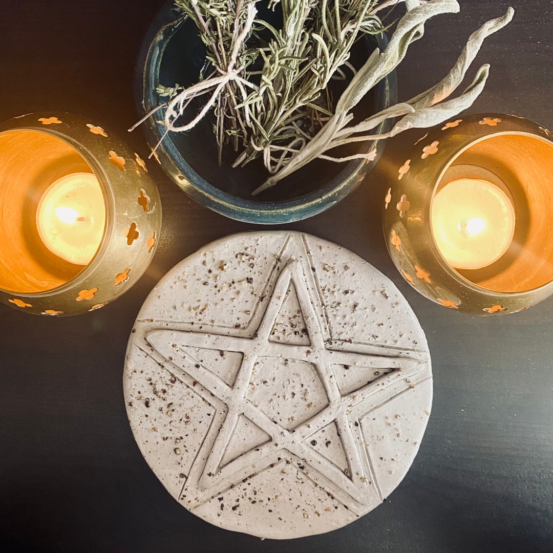 ALTAR TILE, Pentacle, Handmade Clay, Tile Altar Decoration - Etsy