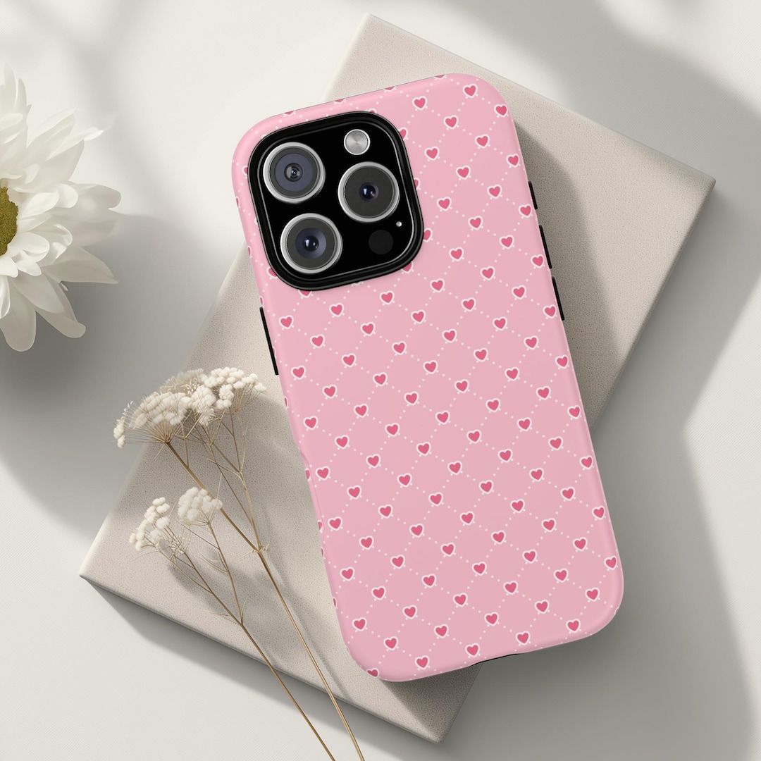 Aesthetic Casing Pink Heart Phone Case With Preppy Phone Casing for ...