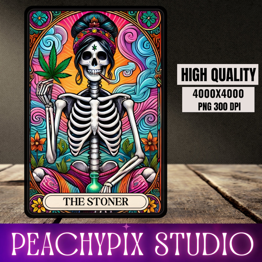 The Stoner Skeleton Tarot Card PNG, Funny 420 Cannabis Sublimation ...