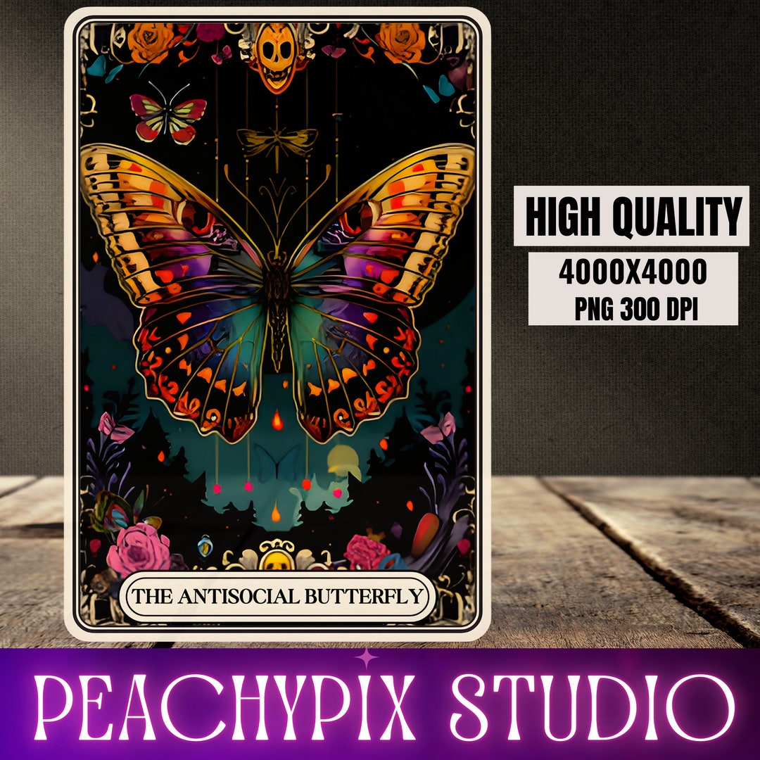 The Antisocial Butterfly Tarot Card PNG, Funny Sublimation Design ...