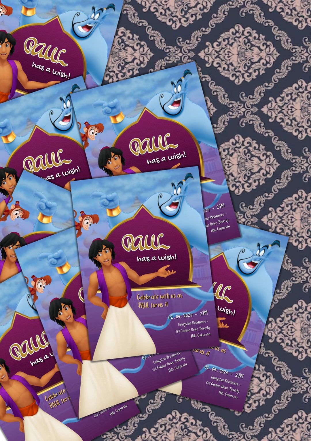 Aladdin Birthday Invitation Template Aladdin Card Design Aladdin ...