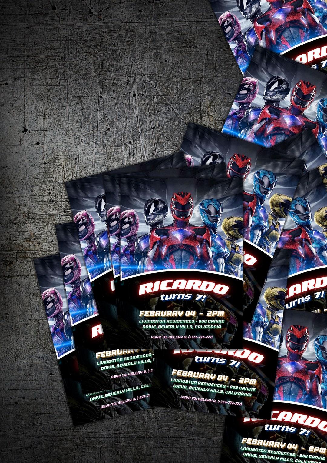 Power Rangers Birthday Invitation Template Power Rangers Card Template ...