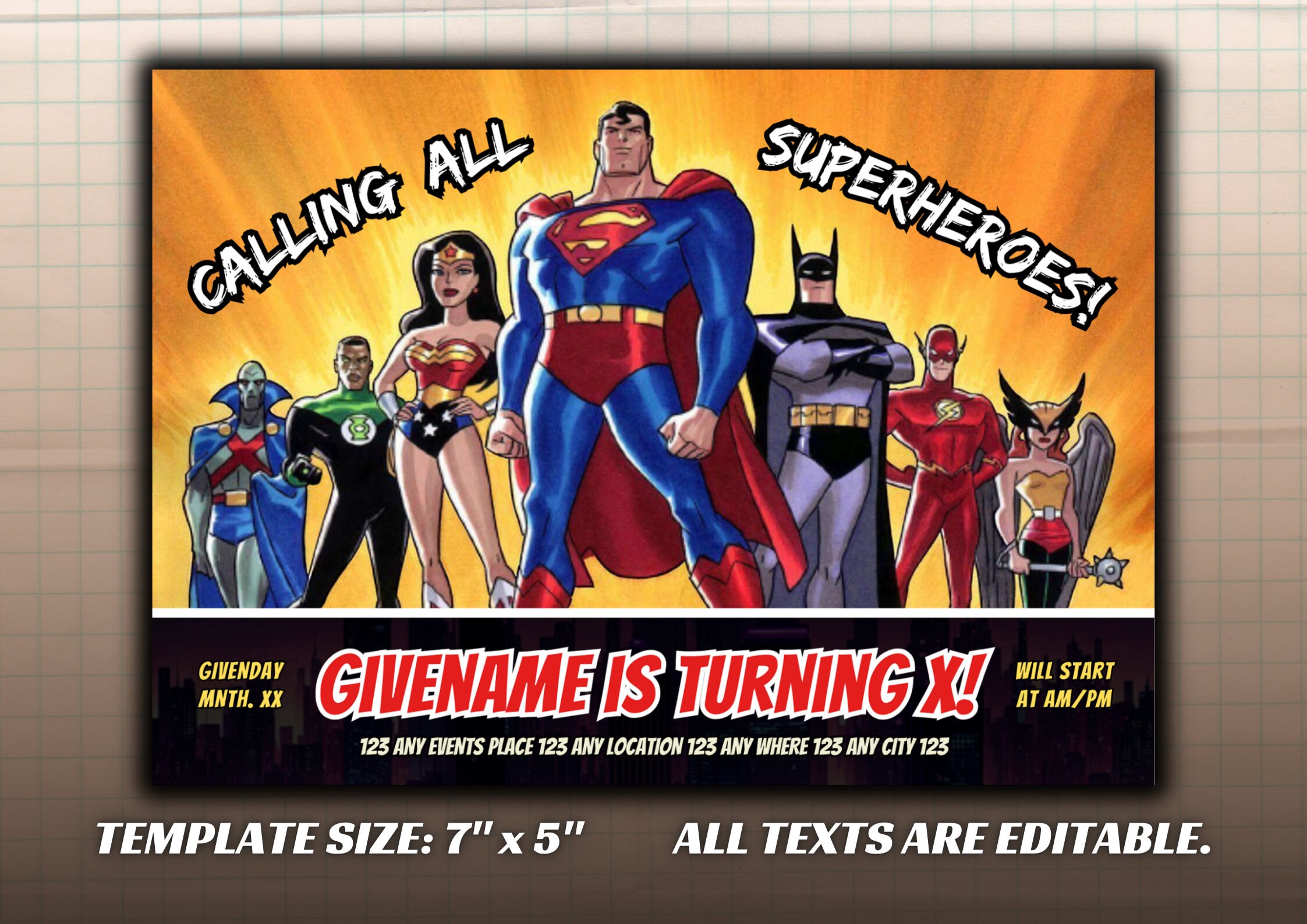 Justice League Birthday Invitation Template Justice League Birthday ...
