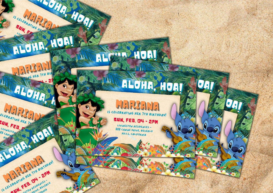 Lilo and Stitch Birthday Invitation Template Lilo & Stitch Birthday ...