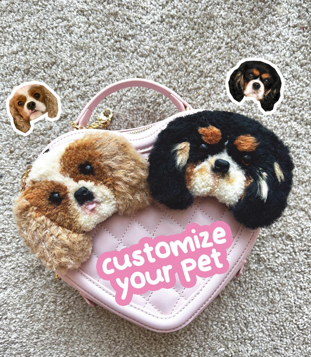 Custom Dog Bag Charm, Handbag Purse Charm, Cute Dog Plush Keychain ...