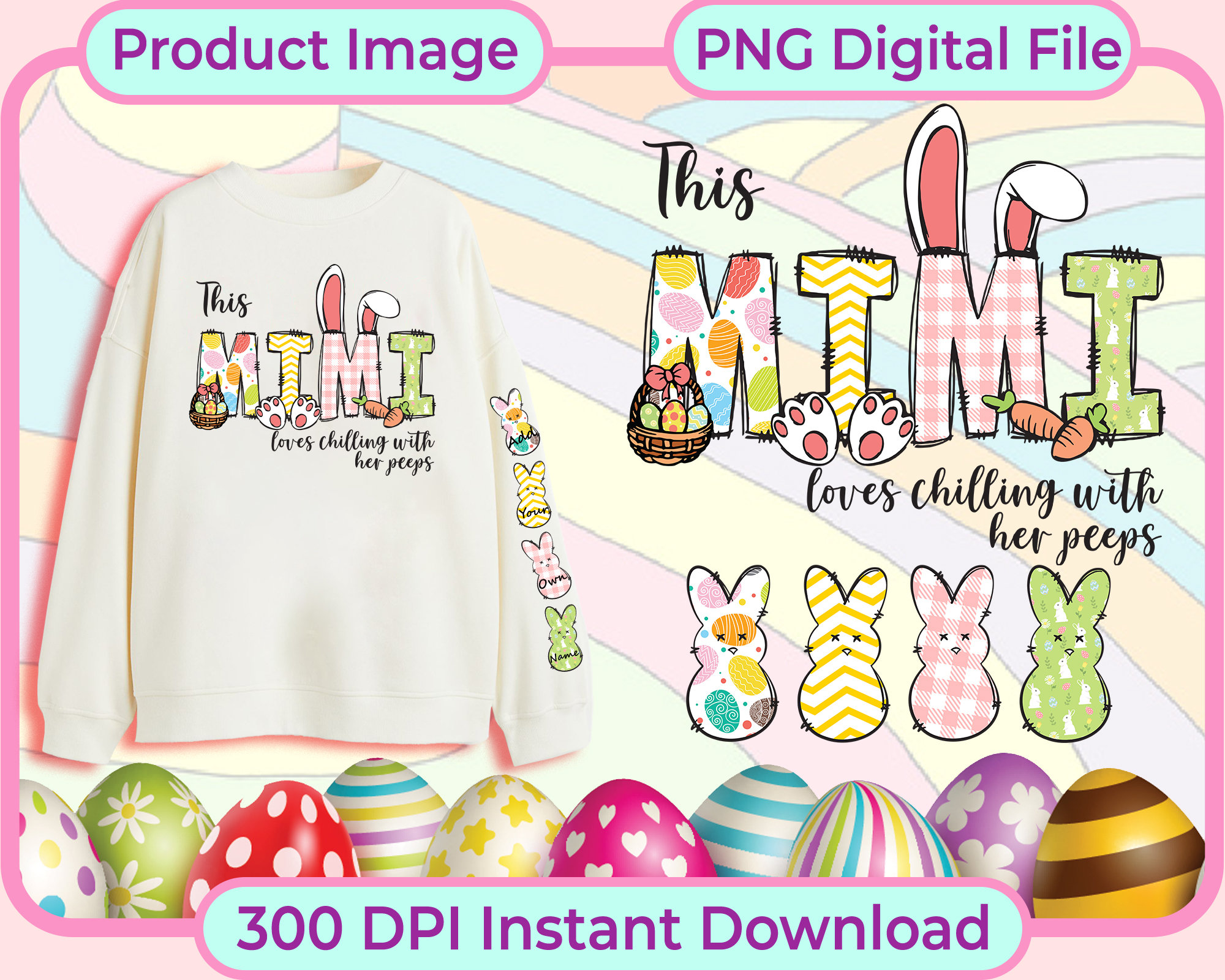This Mimi Loves Chilling With My Peeps Png, Custom Easter Bunny Png ...