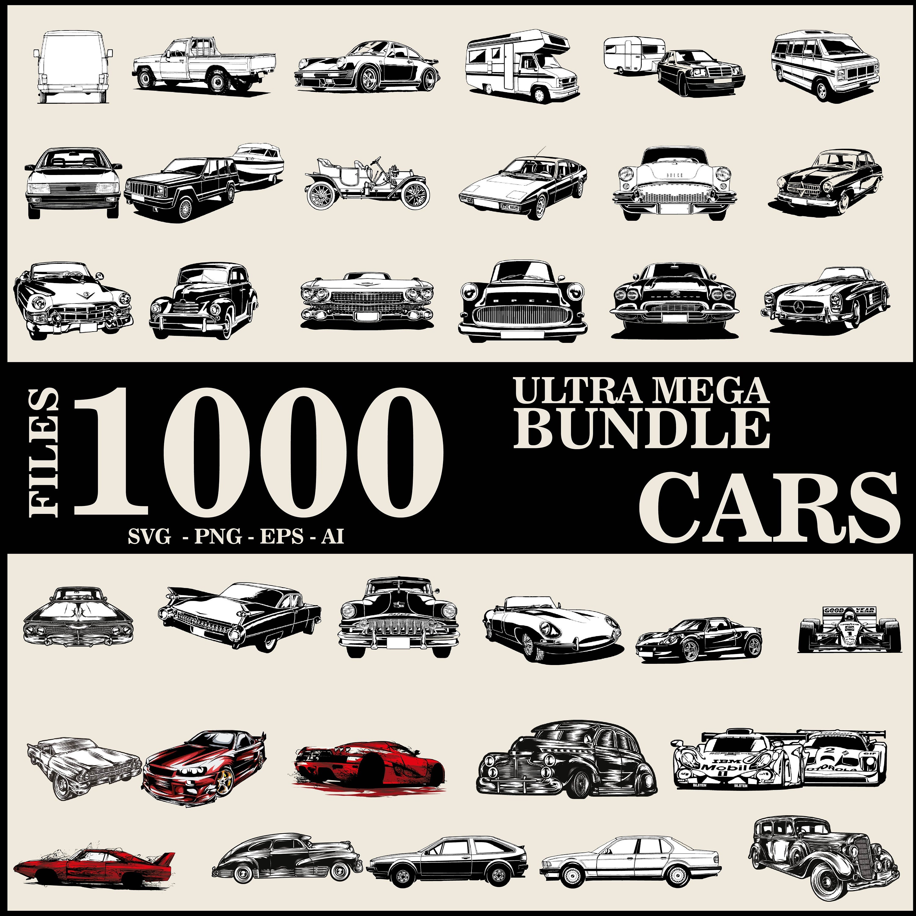 1000 Files Car Svg Bundle, Vintage CAR Svg, Classic Car Svg, Race Car ...