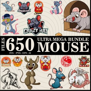 650 Files Mouse Svg Bundle, Cute Mouse Png, Pink Mouse Svg, Mouse Head ...
