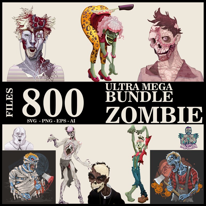 800 Files Zombie Svg Bundle, Zombies Svg, Zombie Theme Svg, Zombie Png ...