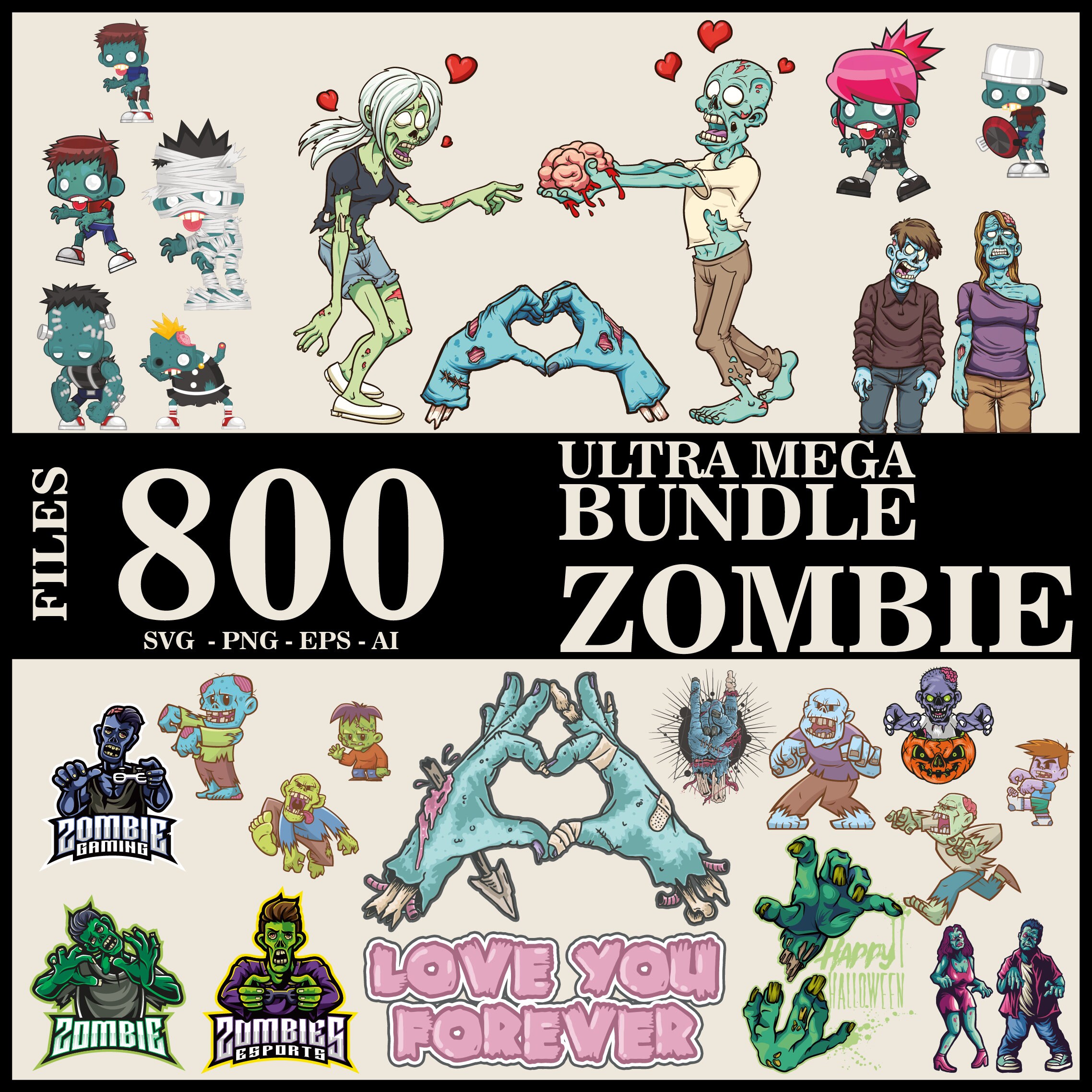 800 Files Zombie Svg Bundle, Zombies Svg, Zombie Theme Svg, Zombie Png ...