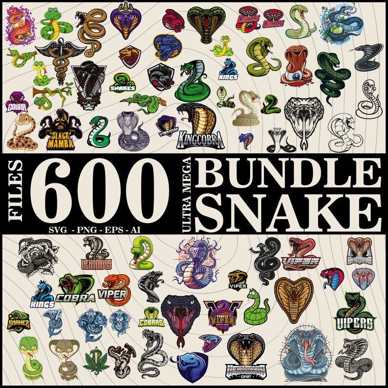 600 Files Amazing Snake Bundle, Snake SVG Bundle, Snake PNG Bundle ...