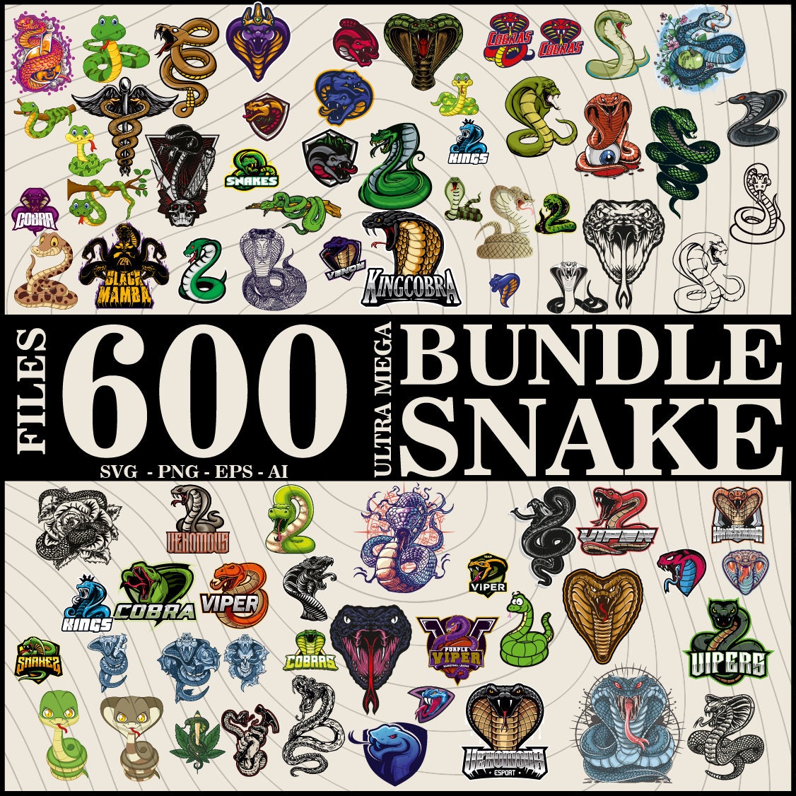 600 Files Amazing Snake Bundle, Snake SVG Bundle, Snake PNG Bundle ...