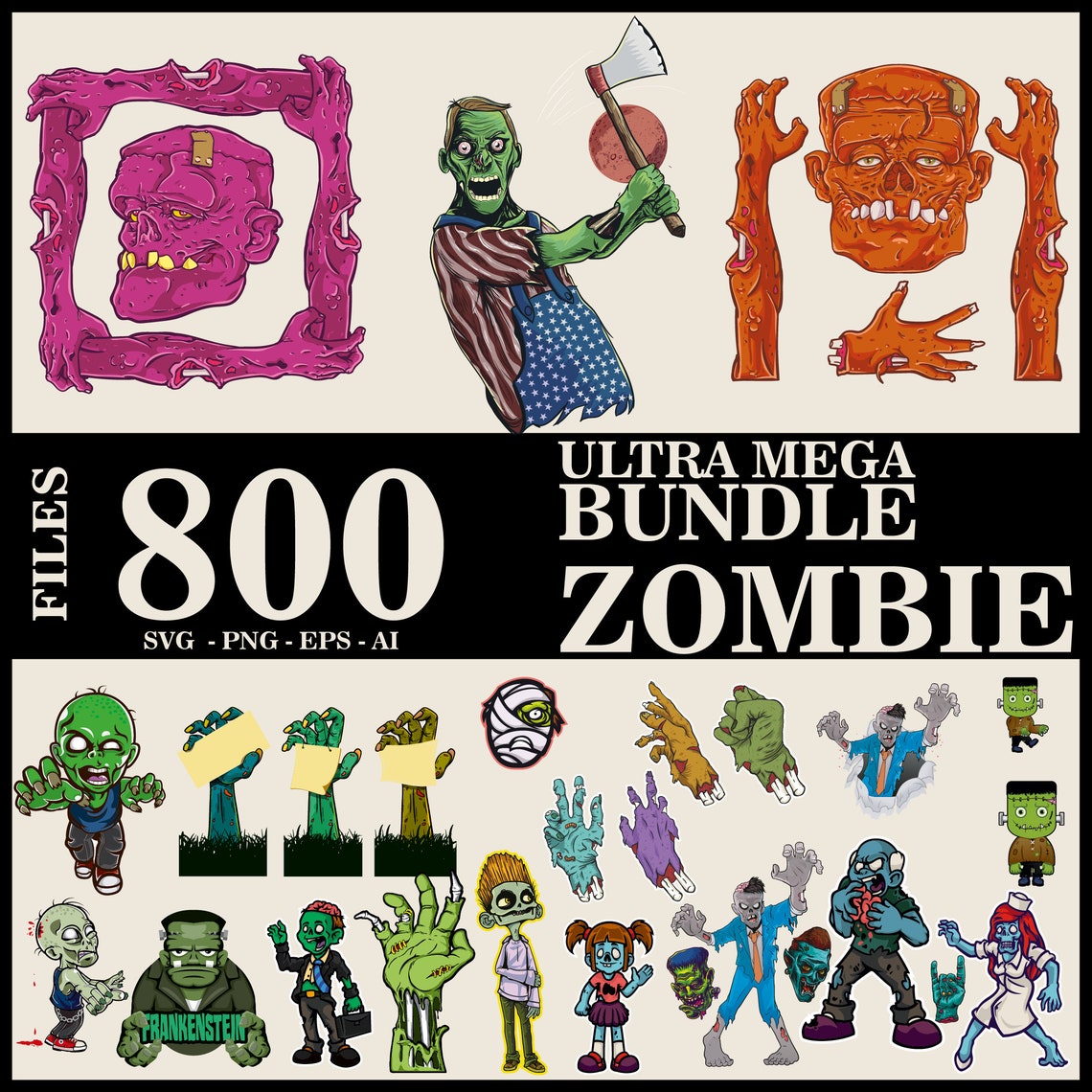 800 Files Zombie Svg Bundle, Zombies Svg, Zombie Theme Svg, Zombie Png ...