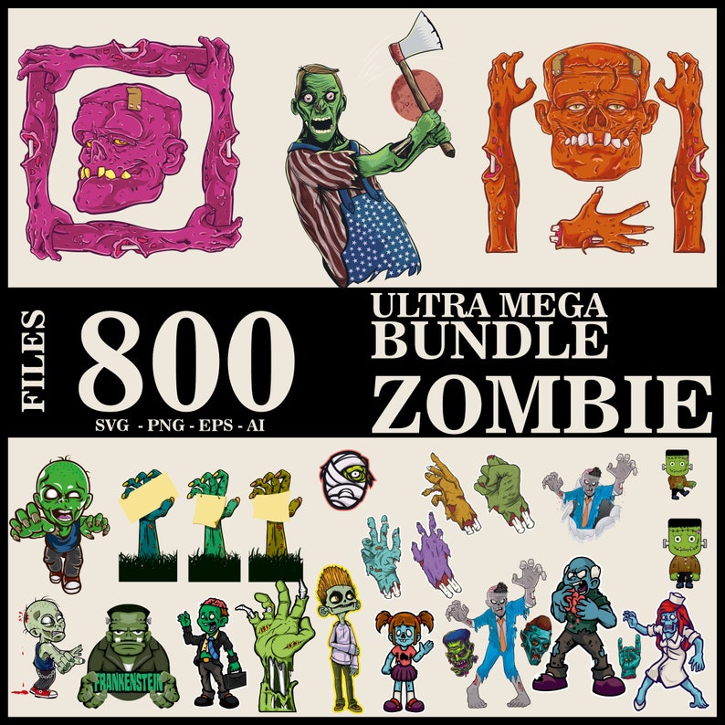 800 Files Zombie Svg Bundle, Zombies Svg, Zombie Theme Svg, Zombie Png ...