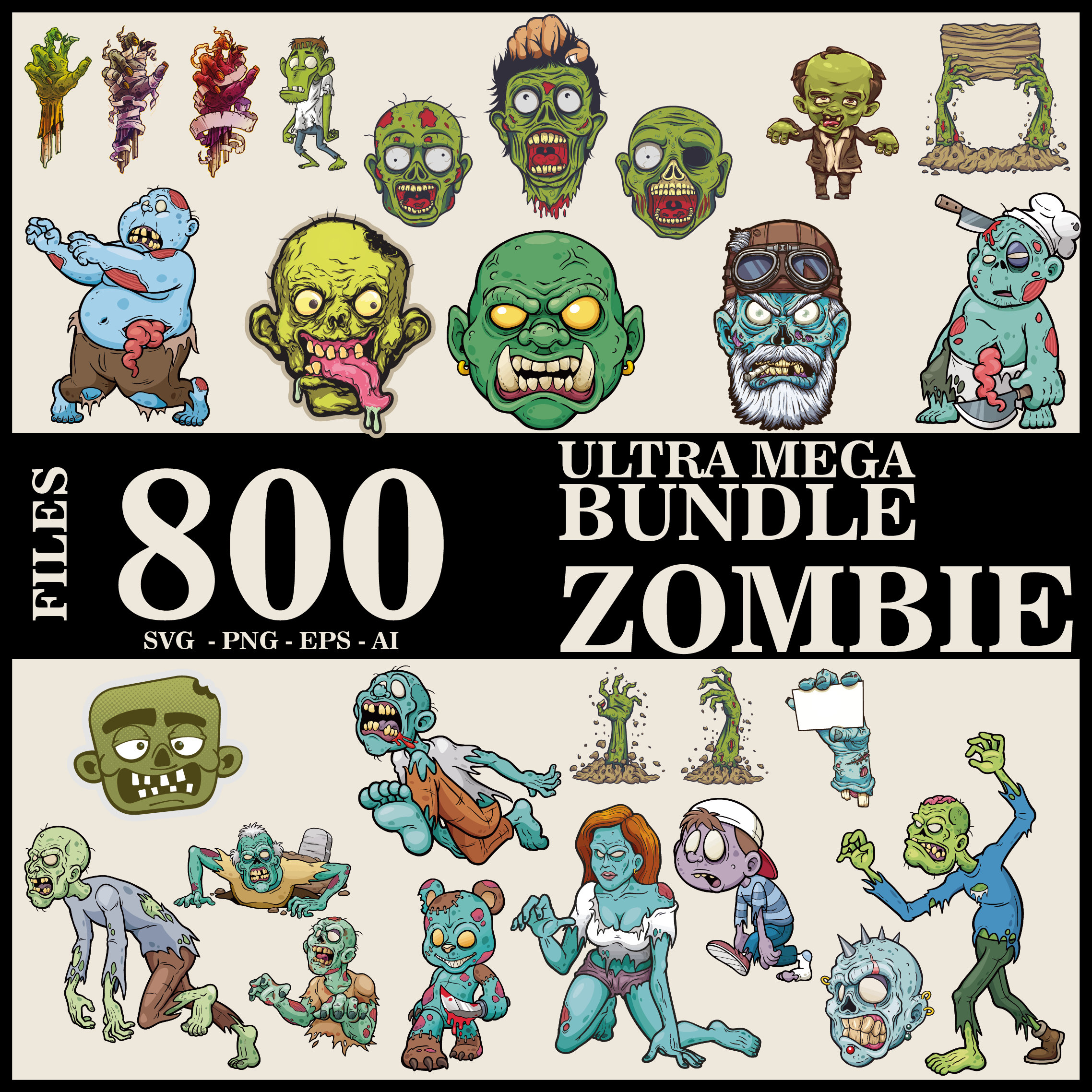 800 Files Zombie Svg Bundle, Zombies Svg, Zombie Theme Svg, Zombie Png ...