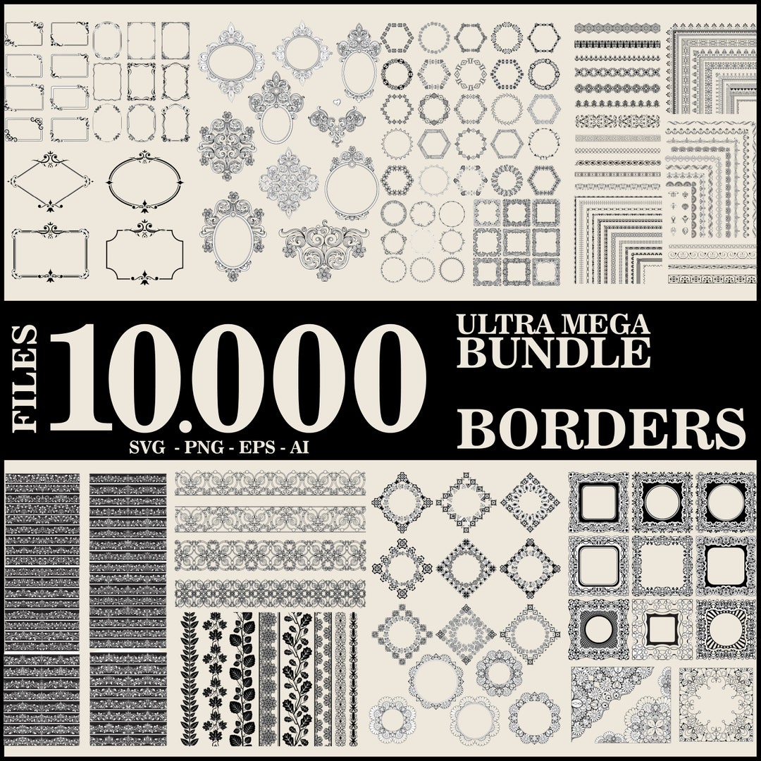 10.000 Archivos Bordes Decorativos Svg, Adornos SVG, Elementos de ...