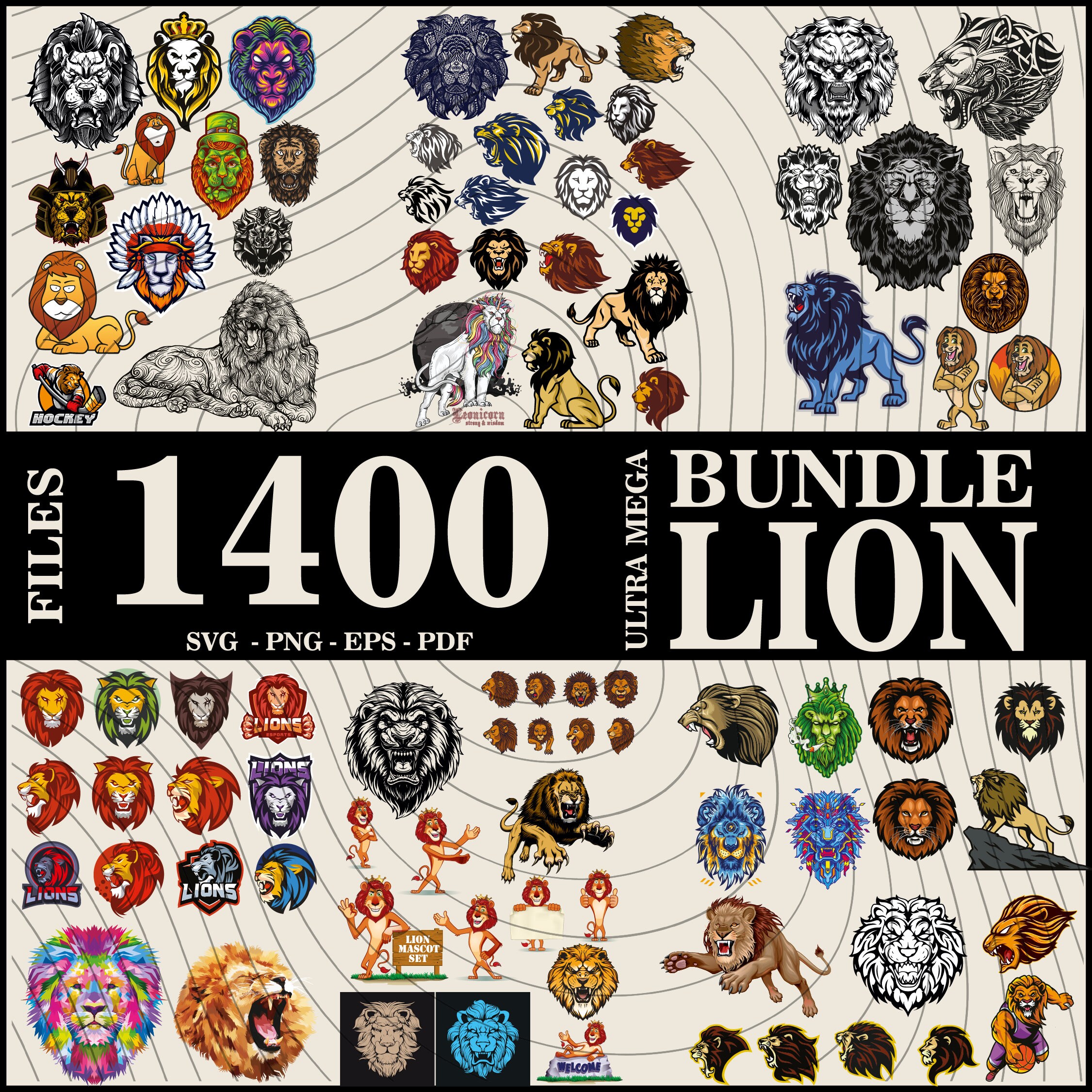 1400 Files Lion Svg Bundle, Lion Svg, Lion Head Svg, Lion Silhouettes ...