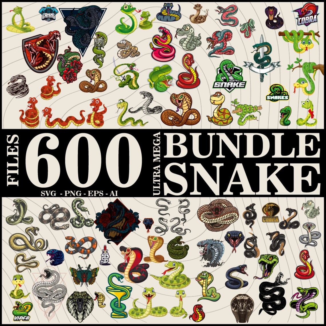 600 Files Amazing Snake Bundle, Snake SVG Bundle, Snake PNG Bundle ...