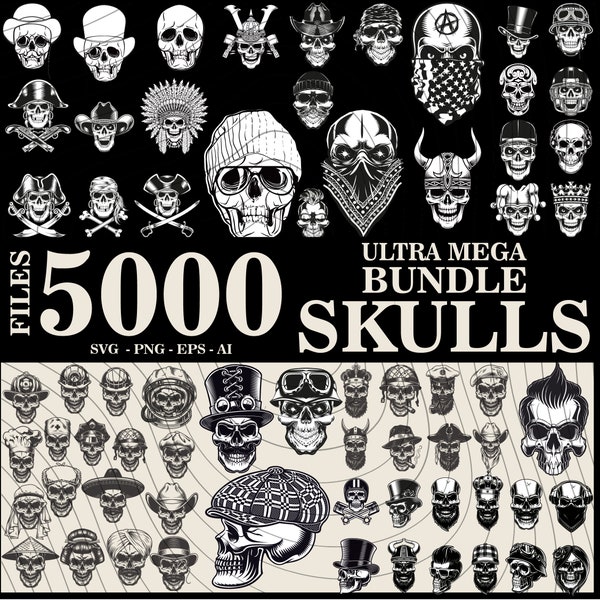 Skull Svg - Etsy