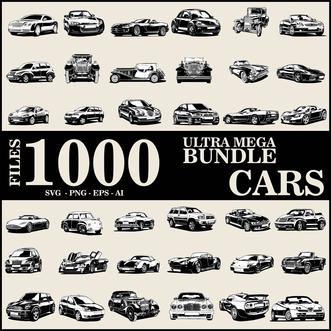 1000 Files Car Svg Bundle, Vintage CAR Svg, Classic Car Svg, Race Car ...