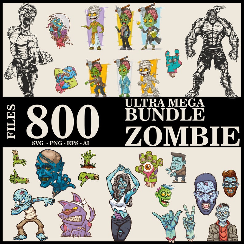 800 Files Zombie Svg Bundle, Zombies Svg, Zombie Theme Svg, Zombie Png ...