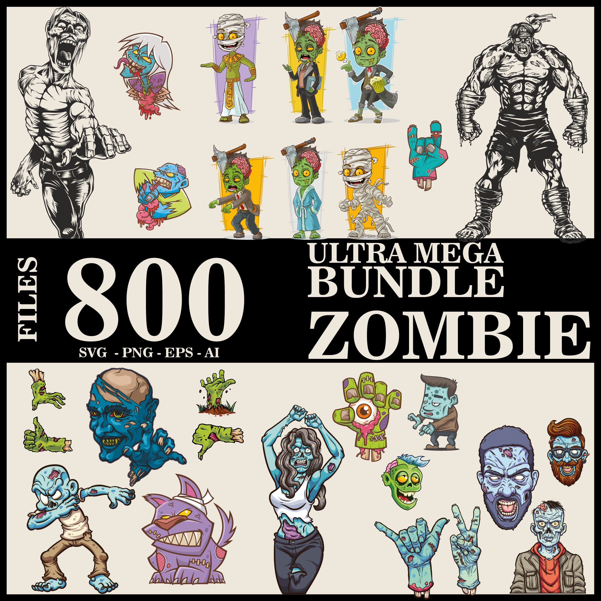 800 Files Zombie Svg Bundle, Zombies Svg, Zombie Theme Svg, Zombie Png ...