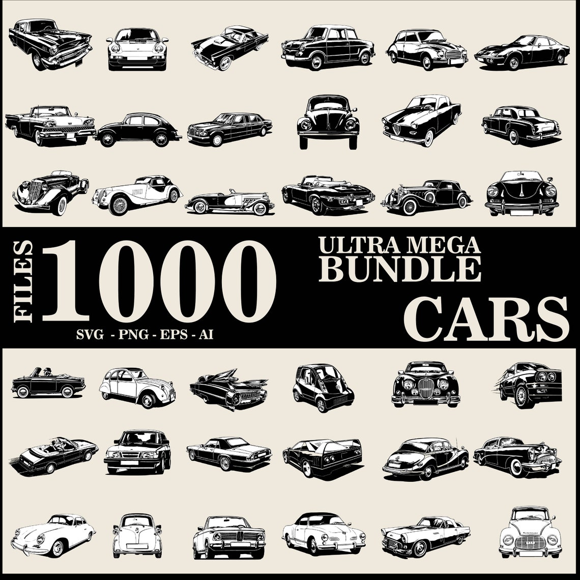 1000 Files Car Svg Bundle, Vintage CAR Svg, Classic Car Svg, Race Car ...