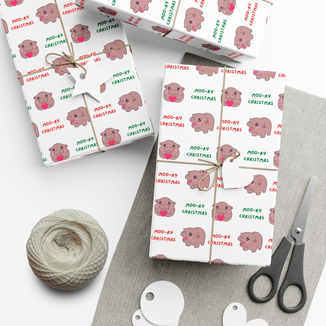 Moo Deng Wrapping Paper, Christmas Paper - Etsy