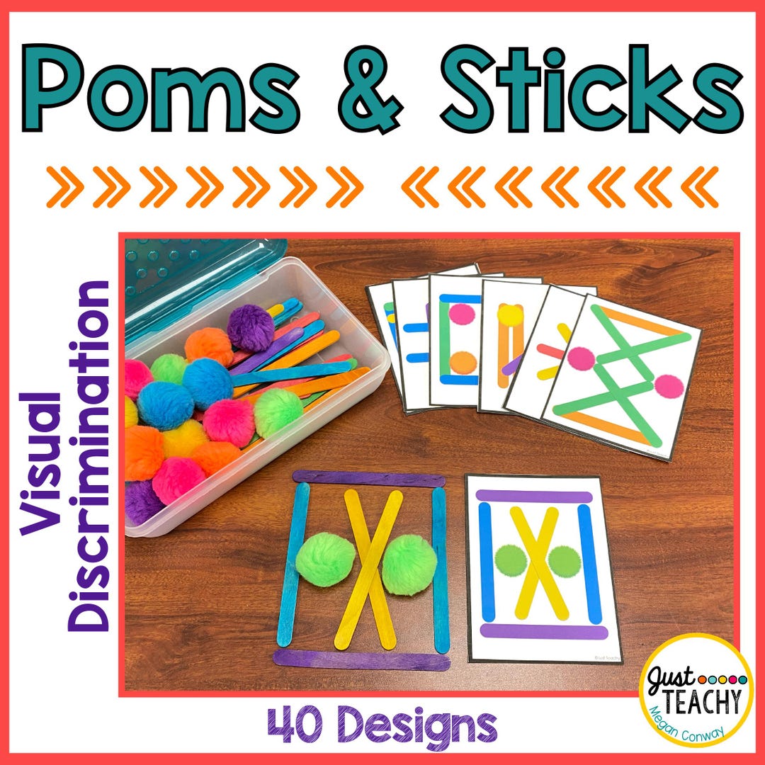 Visual Discrimination Poms and Popsicle Sticks Fine Motor Activity - Etsy